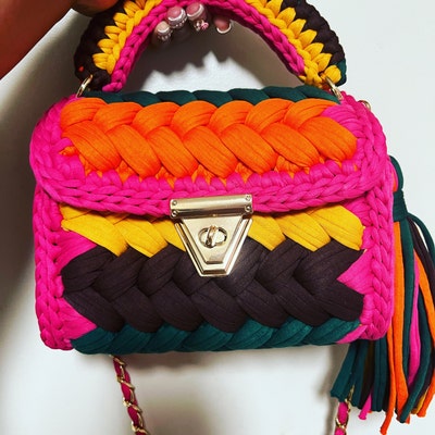Multi Color Bag/handmade Bag/hand Woven Bag/crochet - Etsy