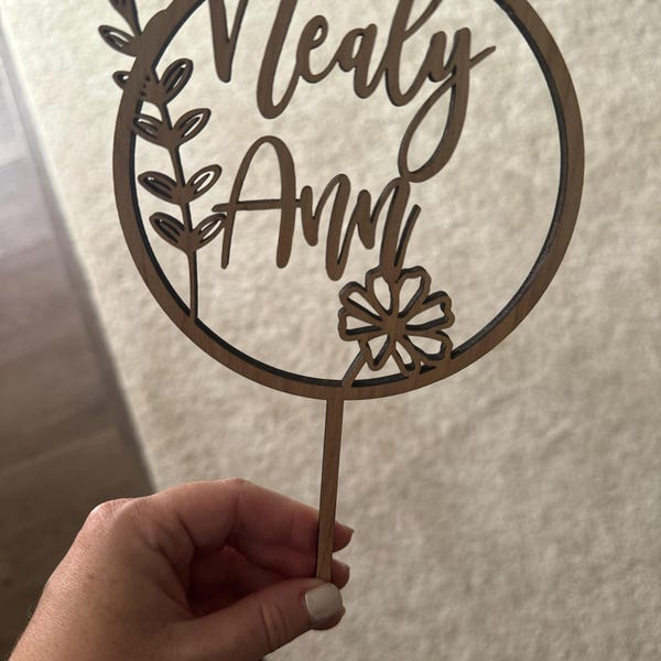 Custom Floral Name Cake Topper Personalized Wild Flower Cake Topper ...