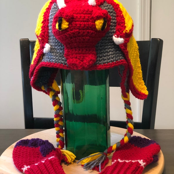 Crochet Dragon Hat Pattern. Easy Instructions for Cool Earflap Beanie. Perfect Gift for Babies ...