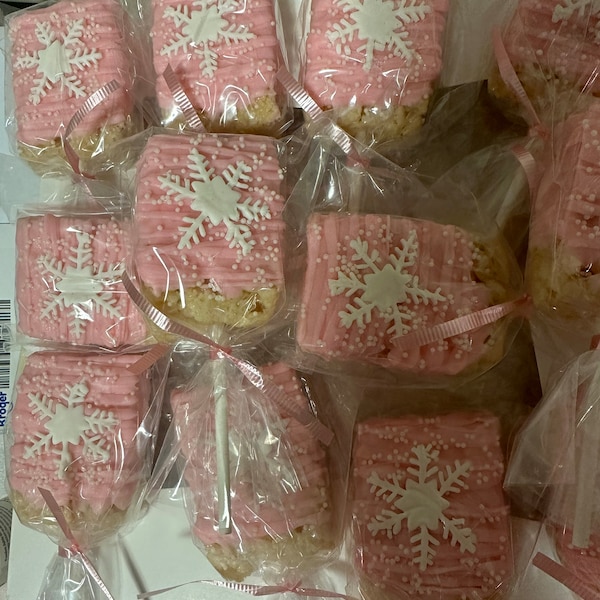Snowflake Birthday Snowflakes Chocolate Dipped Rice Krispie Treats ...