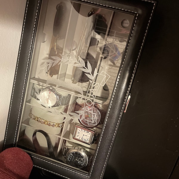 Personalized Watch Box With Glass Top | Men's Jewelry Organizer - Etsy