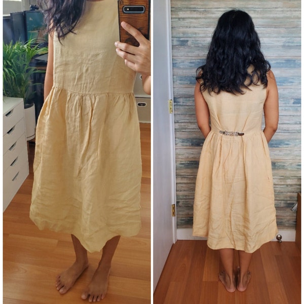 Linen Loose Sleeveless Dress Santa Clara Washed Soft Linen Dress