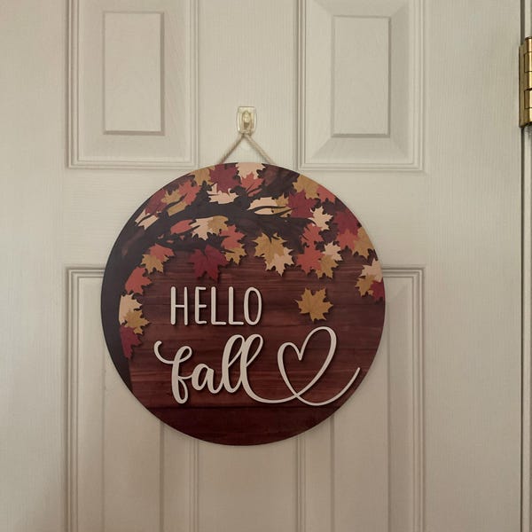 Hello Fall Door Sign, Autumn Door Hanger, Fall Welcome Sign, Autumn ...