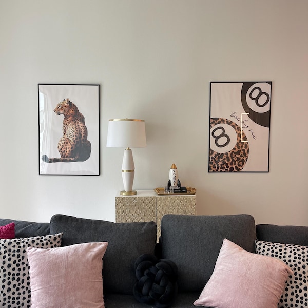 Set of 3 Leopard Wall Art Cheetah Print 8 Ball Lucky Me Trendy Wall ...