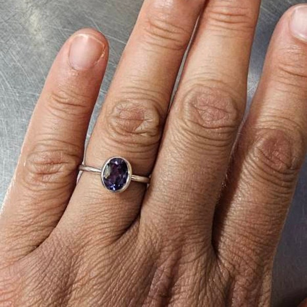 Dainty Alexandrite Ring, Color Change Alexandrite, 925 Solid Silver or ...