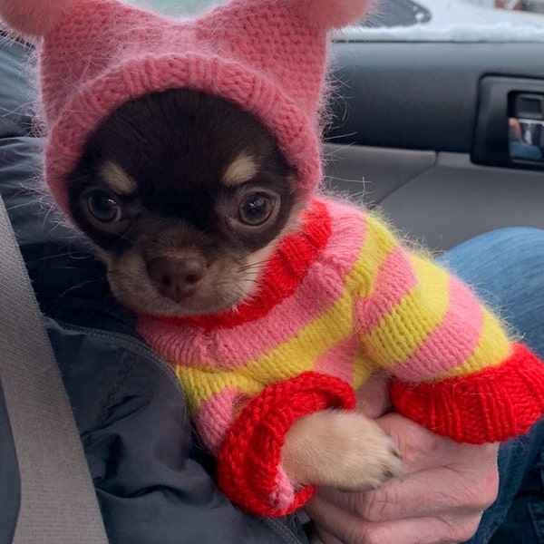 Pink Knitted Dog Hats, Dog Pom Pom Hat, Puppy Hat, Caps for Dogs ...