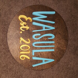 12 Round Custom Name Wood Sign Baby Name Sign - Etsy