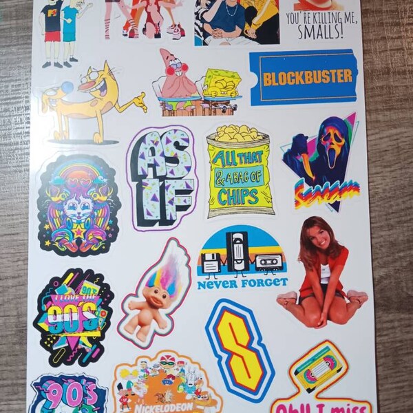 90's Decade Sticker Sheet | 1990's | Stickers | Decals - Etsy