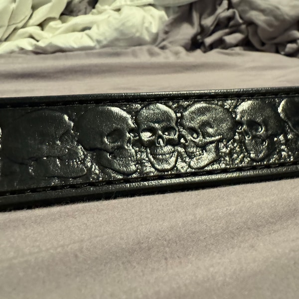 Leather Skull Belt, Biker Belt, Skull Tooled Brown Leather Belt, Custom ...