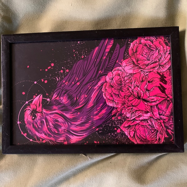 Raven and Rose 4x6 Inch Satin Signed Print Gothic Art Goth Dark Manfish ...