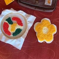 Tufting Coaster Kit 4pcs/coaster Punch Needle Kit/punch Embroidery Kit ...