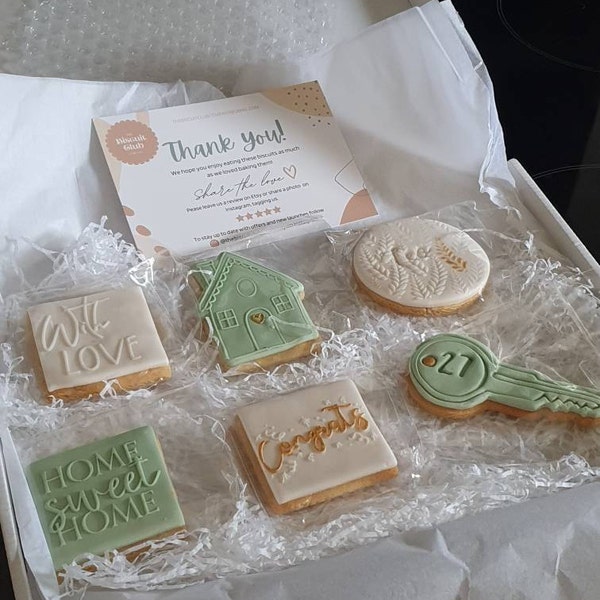 Personalised New Home Biscuits, Moving Home Gift Box, Home Cookies ...
