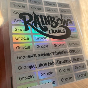 SILVER Hologram/silver/glitter Name Labelscustom Name - Etsy