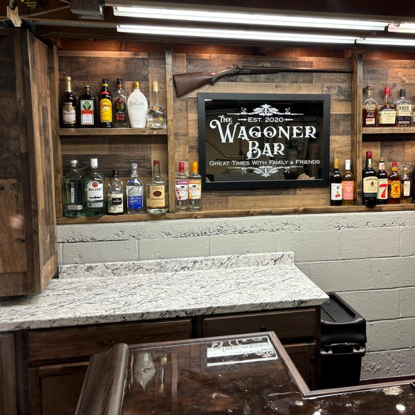 CUSTOM BAR MIRROR Sign • Home Bar, Basement Bar, Man Cave • Real Mirror ...