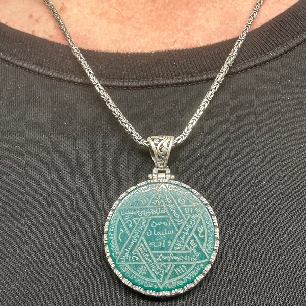 Seal of Solomon Talisman Pendant Black Onyx Sterling Silver 925 Kings ...