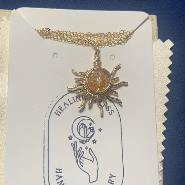 Sun Necklace/ Wire Wrapped Sun/ Handmade Wire Wrapped Sun /crystal ...