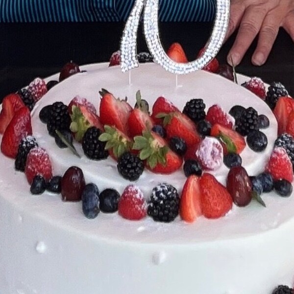 70 Birthday Cake Topper SILVER 70th Rhinestone Anniversary Topper 70 ...