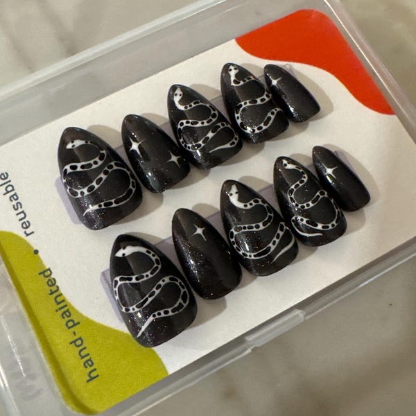 18pc Blue Trendy Tortoise Shell Press on Fake Nails - Hand Painted ...