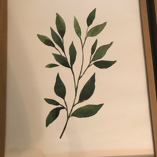 Set of 6 Green Botanical Prints, Green Branches and Leaves, Botany Art ...