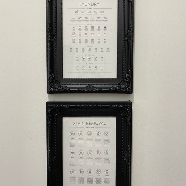 Laundry Room 2 Print Set, Symbols/stains Guide, Printable Laundry Art ...