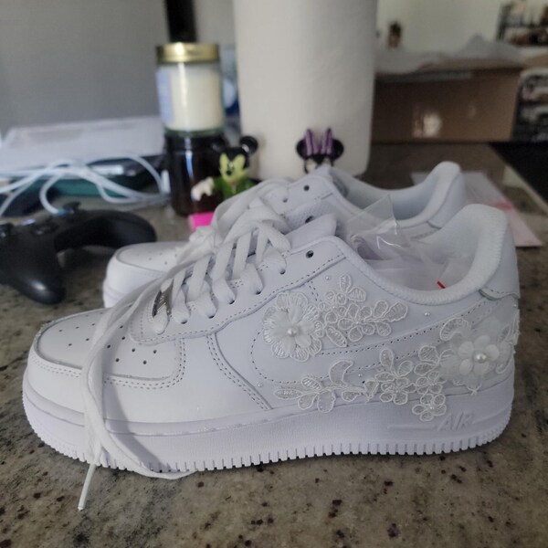 Bridal Air Force 1 Butterfly Floral Embroidered Sneakers • Bridal Shoes ...
