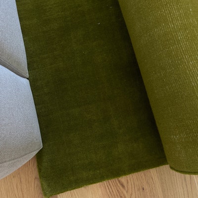 100% New Zealand Wool Art Deco Rug, Solid Blue Mid Century Rug Modern ...