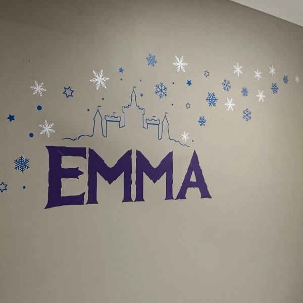 Frozen Snowflakes Decals , Name With Forzen Style Wall Decal, Let It Go ...