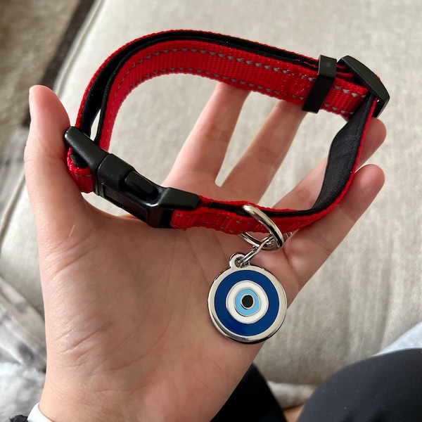 Evil Eye Enamel Stainless Steel Personalized Custom Pet Tag LIFETIME ID ...