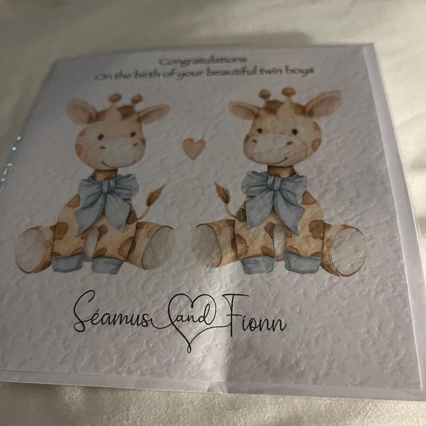Personalised Twin Boys Baby Card Baby Boys Twin Card, New Baby, New ...