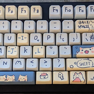 Chinchilla Blue Keycaps 148 Artisan Keycaps Set Ergonomic Thick PBT ...