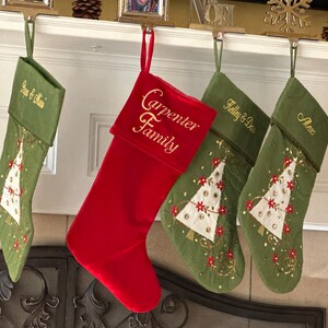 Christmas Traditional Red Personalized Velvet Stockings, Customized ...