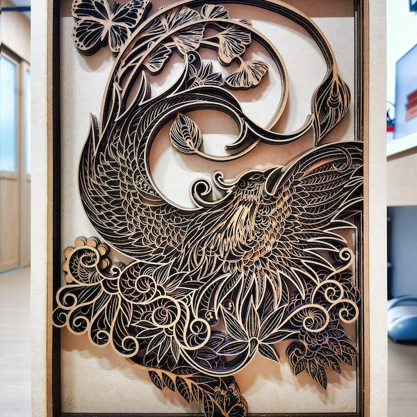 The Phoenix | Laser Cut File for Creating 3D Multilayer Phoenix Laser ...
