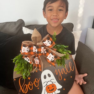 Halloween Front Door Decor Halloween Wreath Boo Y'all Ghost Halloween ...