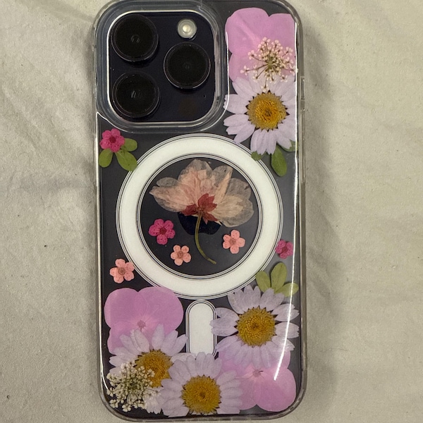 Magsafe Pressed Flower Real Flowers Clear Phone Case iPhone 17 Air 16 E ...