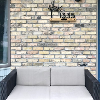 Modern House Numbers Tree 02 Wooden & Acrylic Signs African Teak Iroko ...