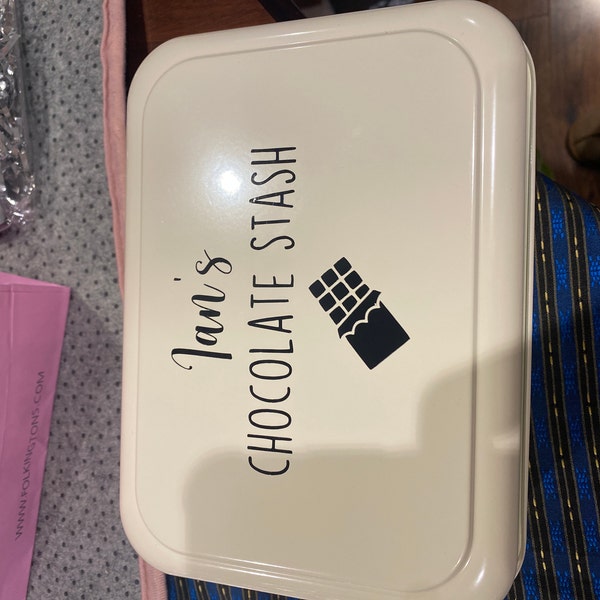 Personalised Chocolate Stash Tin With Easy Glide Lid, Chocolate Treat ...