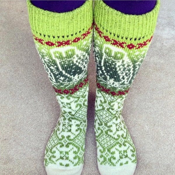 Long Knit Socks Wool Socks. Norwegian Socks. Christmas Socks Winter ...