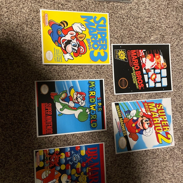 Nintendo Super Mario Bros NES/SNES Retro Video Game Box Art ...