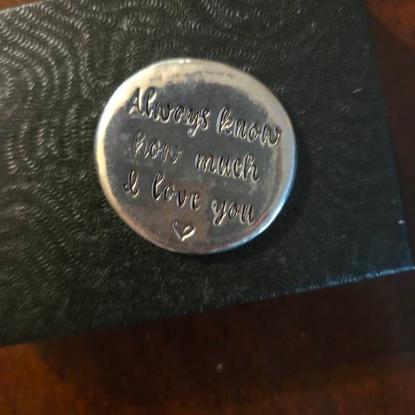 Handstamped Pewter, Pocket Token, Wedding Gift, Coin, Lucky Coin ...