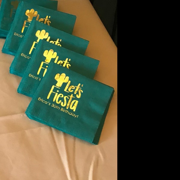 Fiesta Napkins for Wedding Personalized Cocktail Napkins Mexican Themed ...