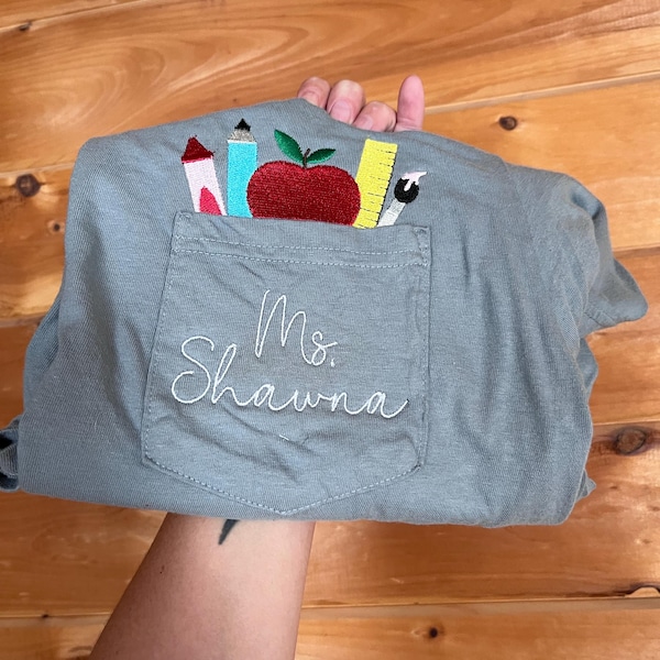 School Supplies Pocket Topper - Machine Embroidery Design, Pocket ...