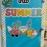 Retro Beach Themed Printable Bulletin Board or Door Display Set for ...
