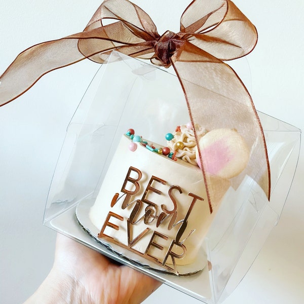 White Clear Cake Box With Handle – Cake Carriers – Transparent Birthday ...