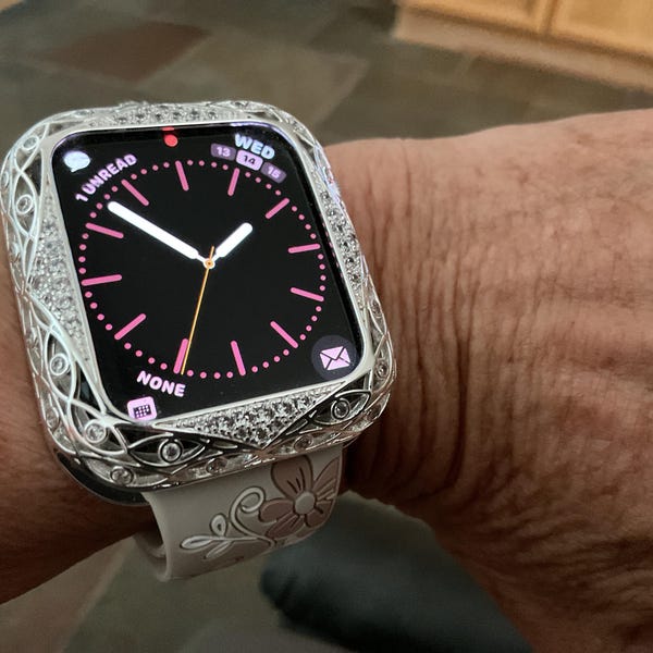 Swarovski Crystal Apple Watch Case Silver 38mm-46mm Series 2-11 Lace ...