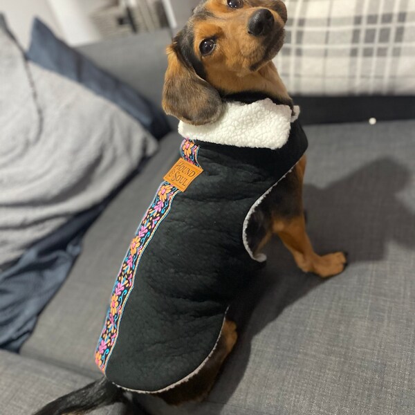 Sundance Shearling Dog Jacket - so Boho Chic in Black! - Etsy