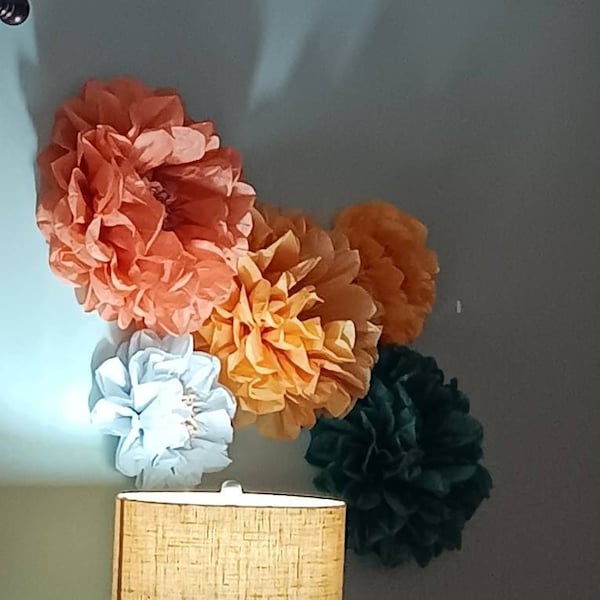 Tissue Paper Flower Wall Decor, Lucielle Collection, Set of 5 - Etsy UK
