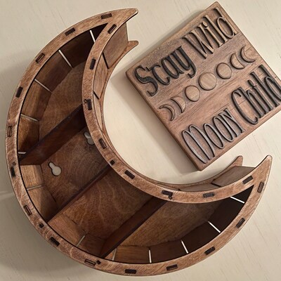 Triple Moon Phase Shelf Vector Moon Stand Phone Stand Book - Etsy