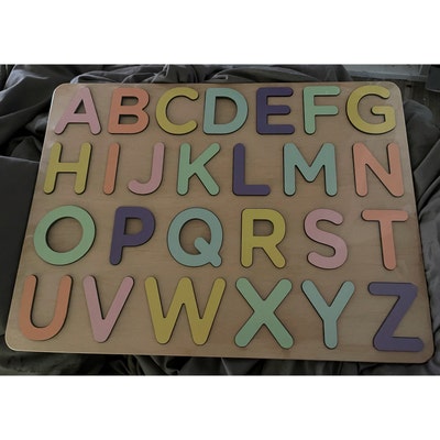Wooden Alphabet Puzzle, Childrens Games, Educational Learning Toys, ABC ...