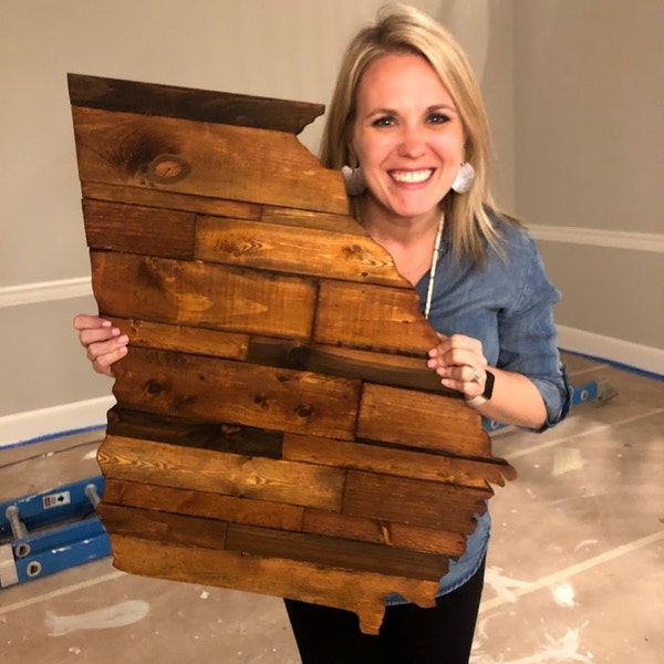 Georgia Rustic Wood State Cut Out, Wood Art Sign, Georgia Wood Sign, GA ...