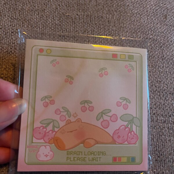 Brain Loading Sticky Notes – Sleepy Capybara Pastel Computer Window ...